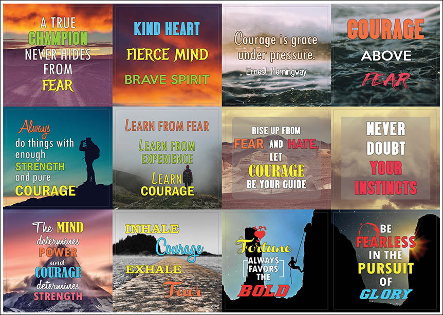 Creanoso Inspirational Courage Quotes Stickers (10-Sheet) Ã¢â‚¬â€œ Pre