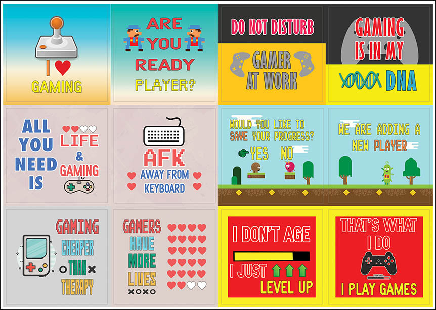 Creanoso Fun Gamer Stickers for Gamers - Awesome and Cool Sticker Card