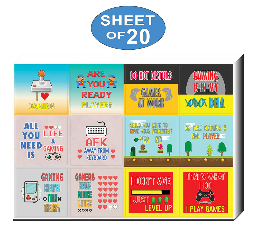 Creanoso Fun Gamer Stickers for Gamers - Awesome and Cool Sticker Card