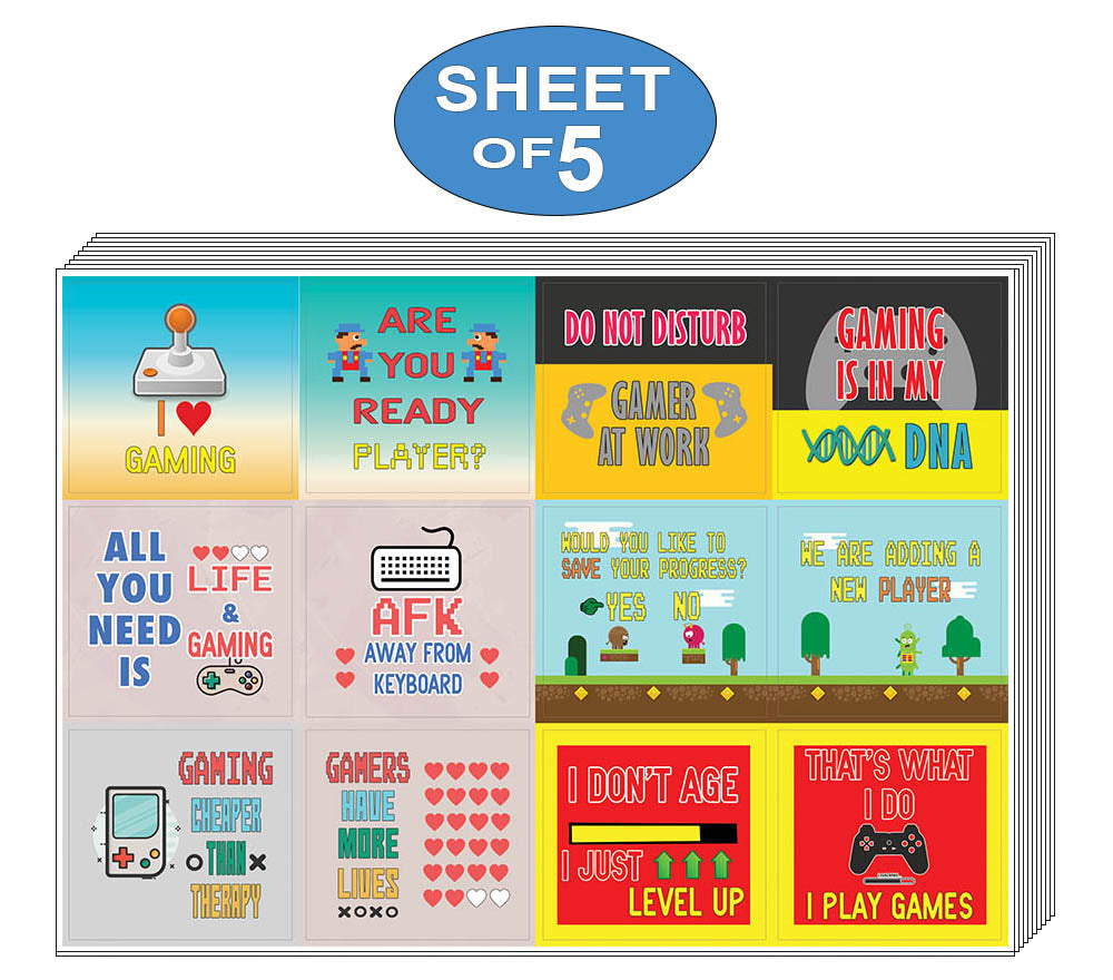 Creanoso Fun Gamer Stickers for Gamers - Awesome and Cool Sticker Card