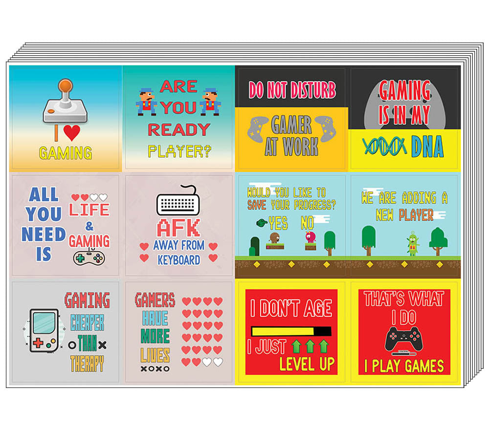 Creanoso Fun Gamer Stickers for Gamers - Awesome and Cool Sticker Card