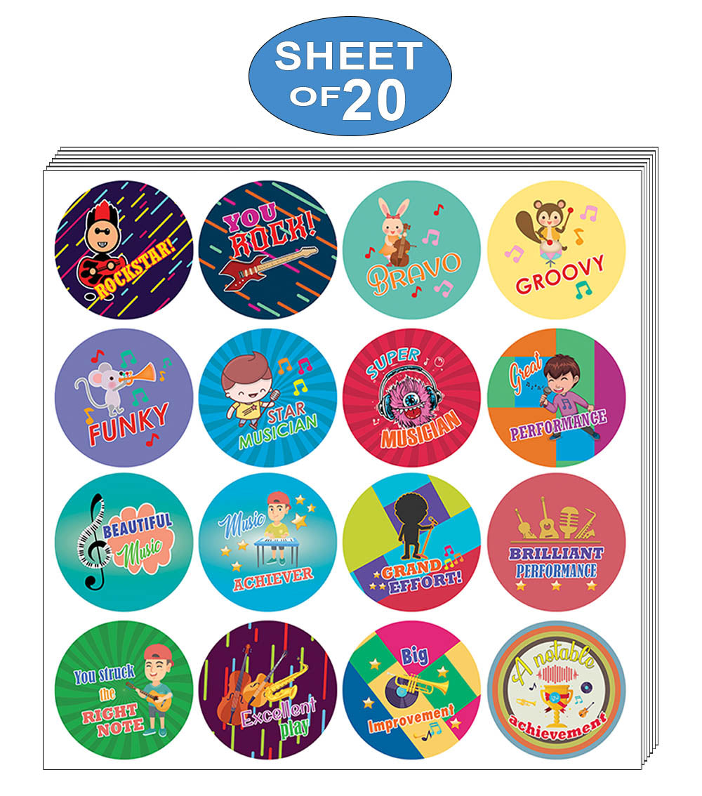Creanoso Music Accomplishment Merit Stickers for Kids - Great Gift Tok