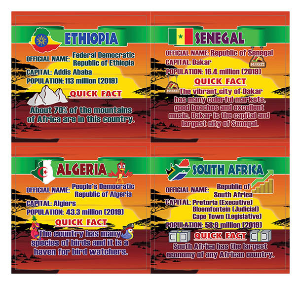 Creanoso Fun Facts Stickers Ã¢â‚¬â€œ African Countries Ã¢â‚¬â€œ Great