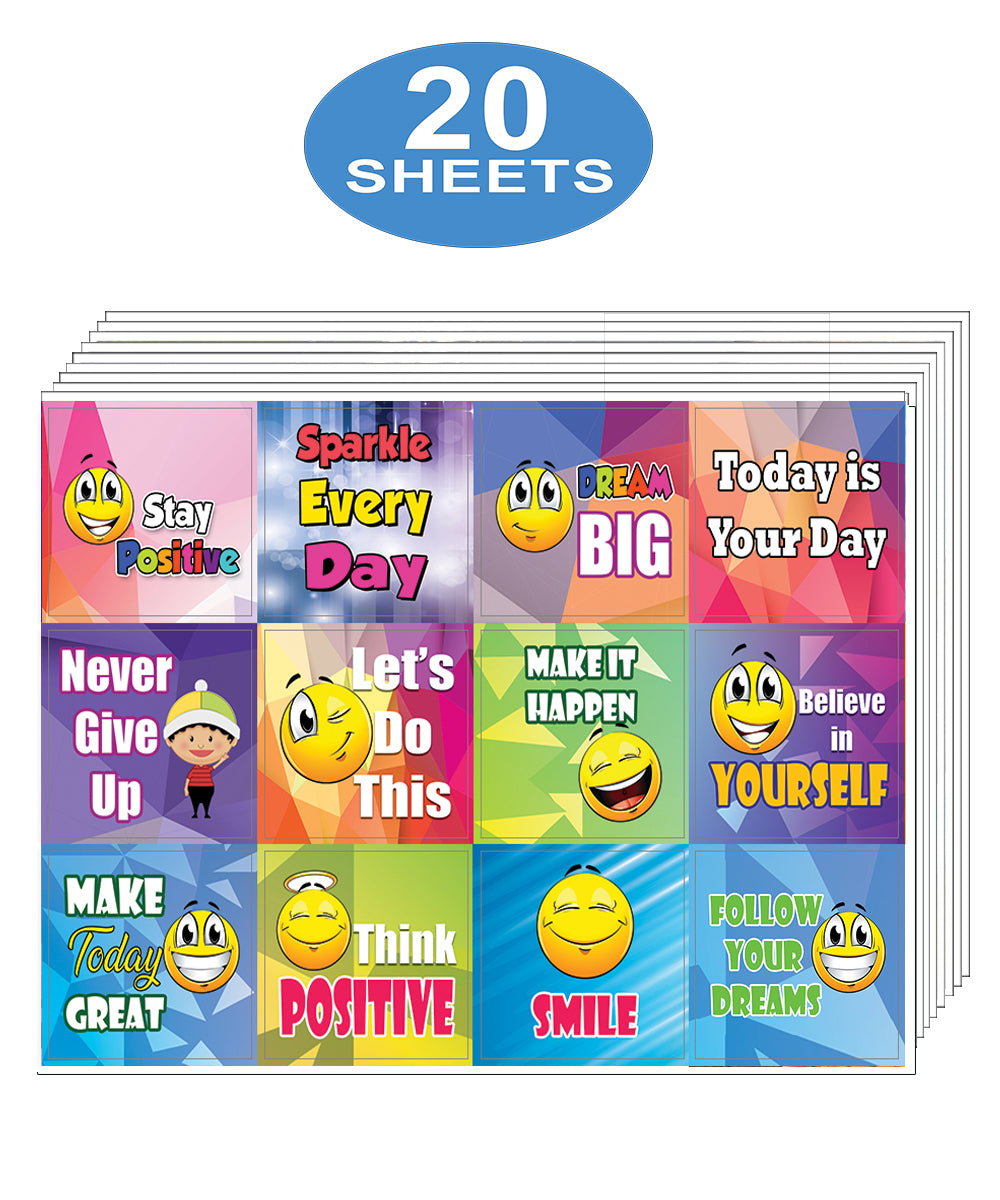 Creanoso Positive Sayings Emoji Stickers (20-Sheet) - Awesome Stocking