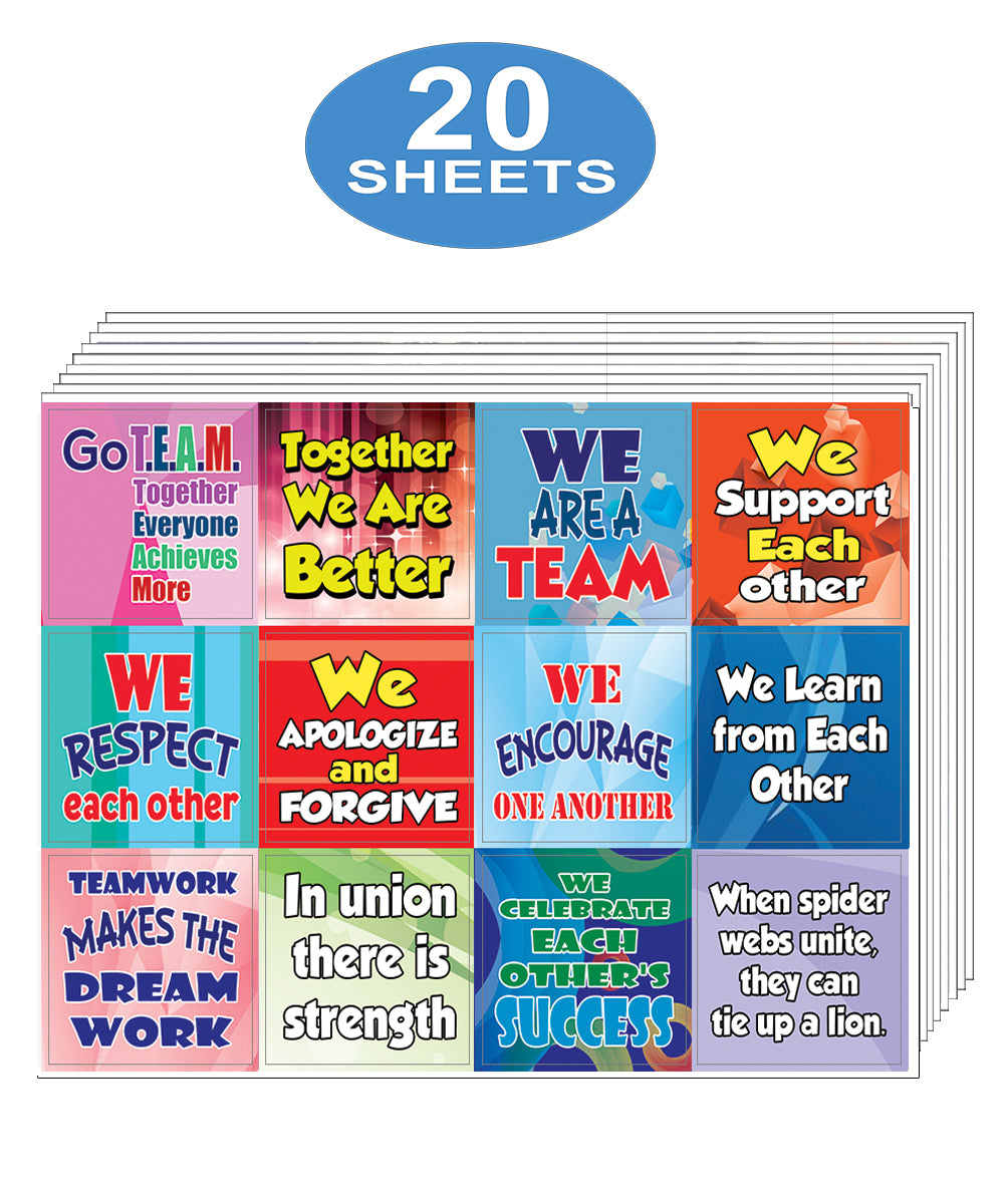Creanoso Team Building Stickers for Kids (20-Sheet) Ã¢â‚¬â€œ Cool Uniq