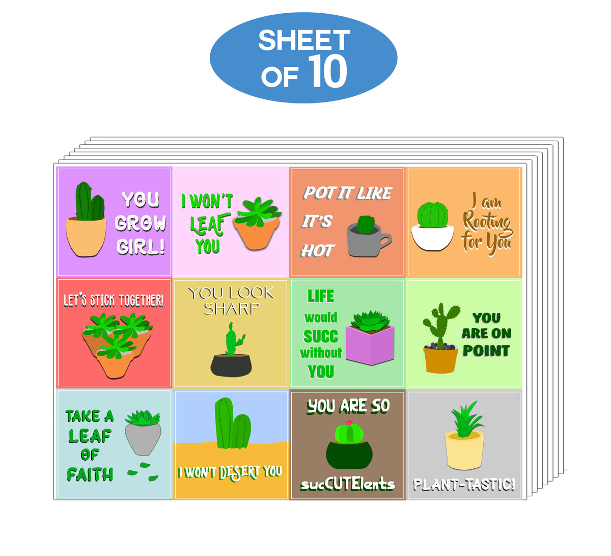 Creanoso Cactus and Succulents Quotes Stickers - Great Stocking Stuffe