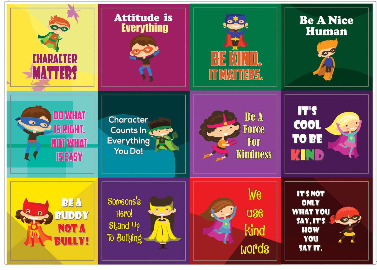 Creanoso Character Matters Stickers (20-Sheet) - Motivational Assorted