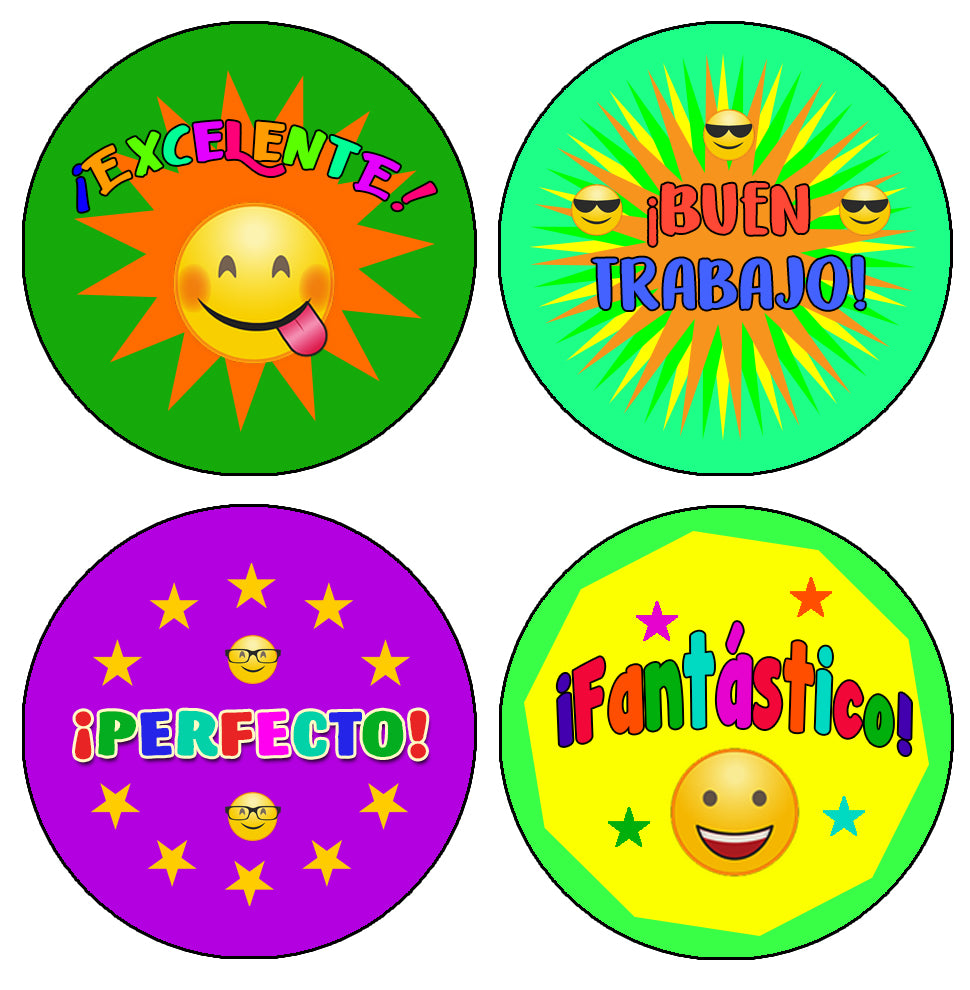 Creanoso Spanish Smiley Reward Stickers (10-Sheet) - Cool Unique Stick