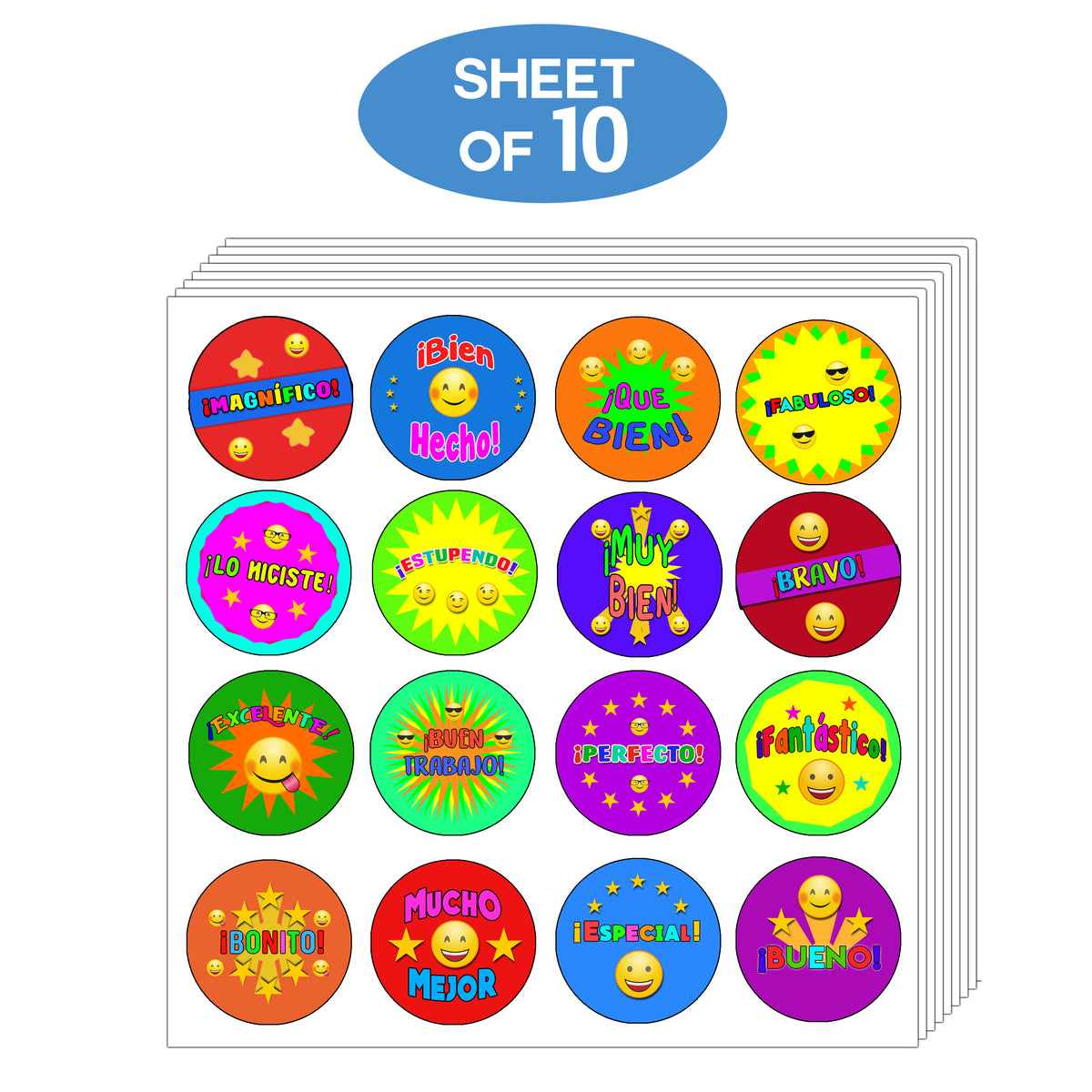 Creanoso Spanish Smiley Reward Stickers - Premium Gift Set