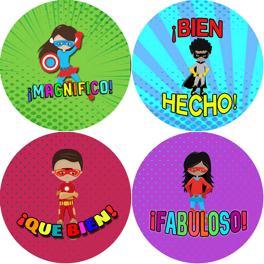 Creanoso Spanish Superhero Reward Stickers - Premium Gift Set