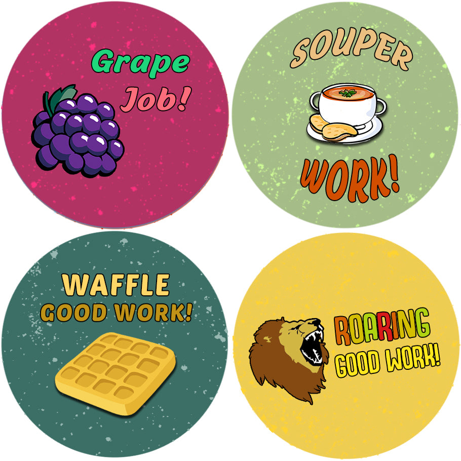 Creanoso Motivational Puns Praise Rewards Stickers - Premium Gift Set