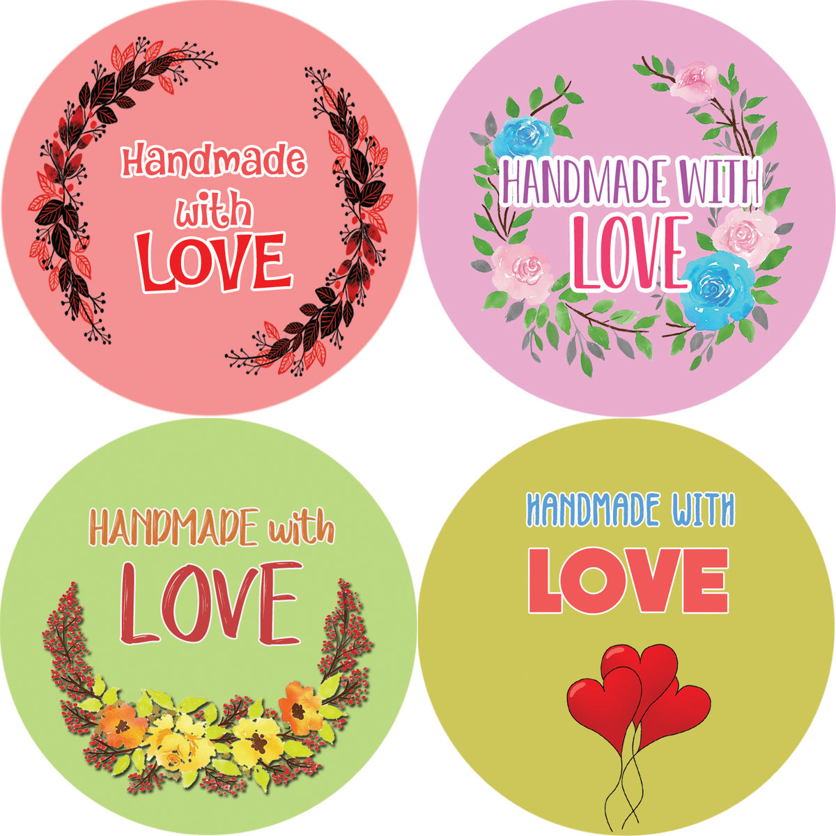 Handmade with Love Stickers - Floral- Colorful and Unique Designs Perf ...