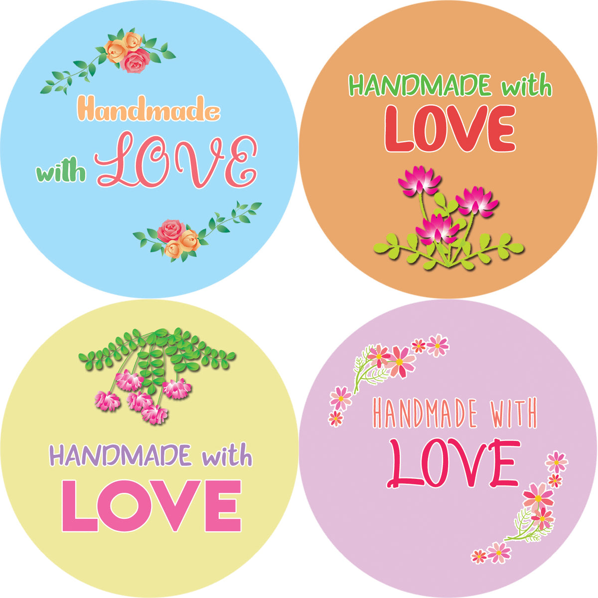 Handmade with Love Stickers - Floral- Colorful and Unique Designs Perf ...
