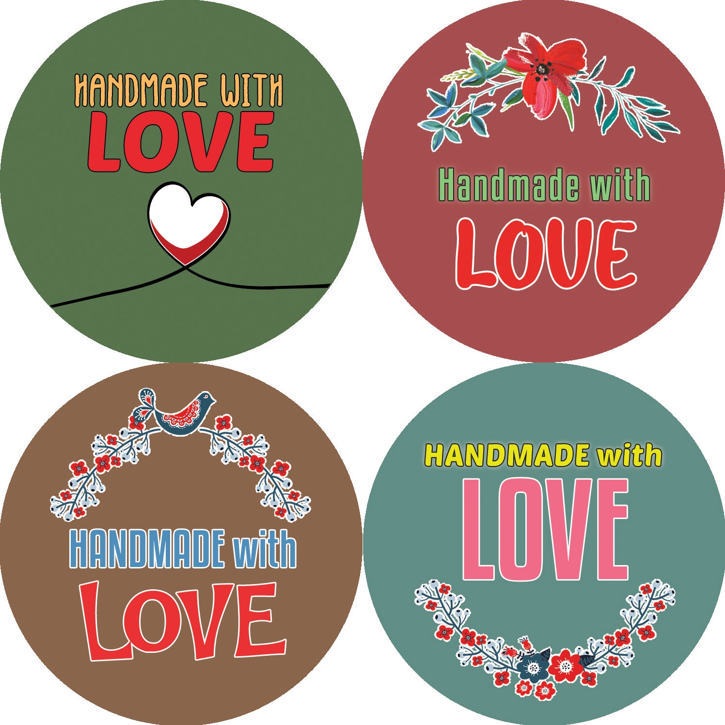 Handmade with Love Stickers - Floral- Colorful and Unique Designs Perf ...