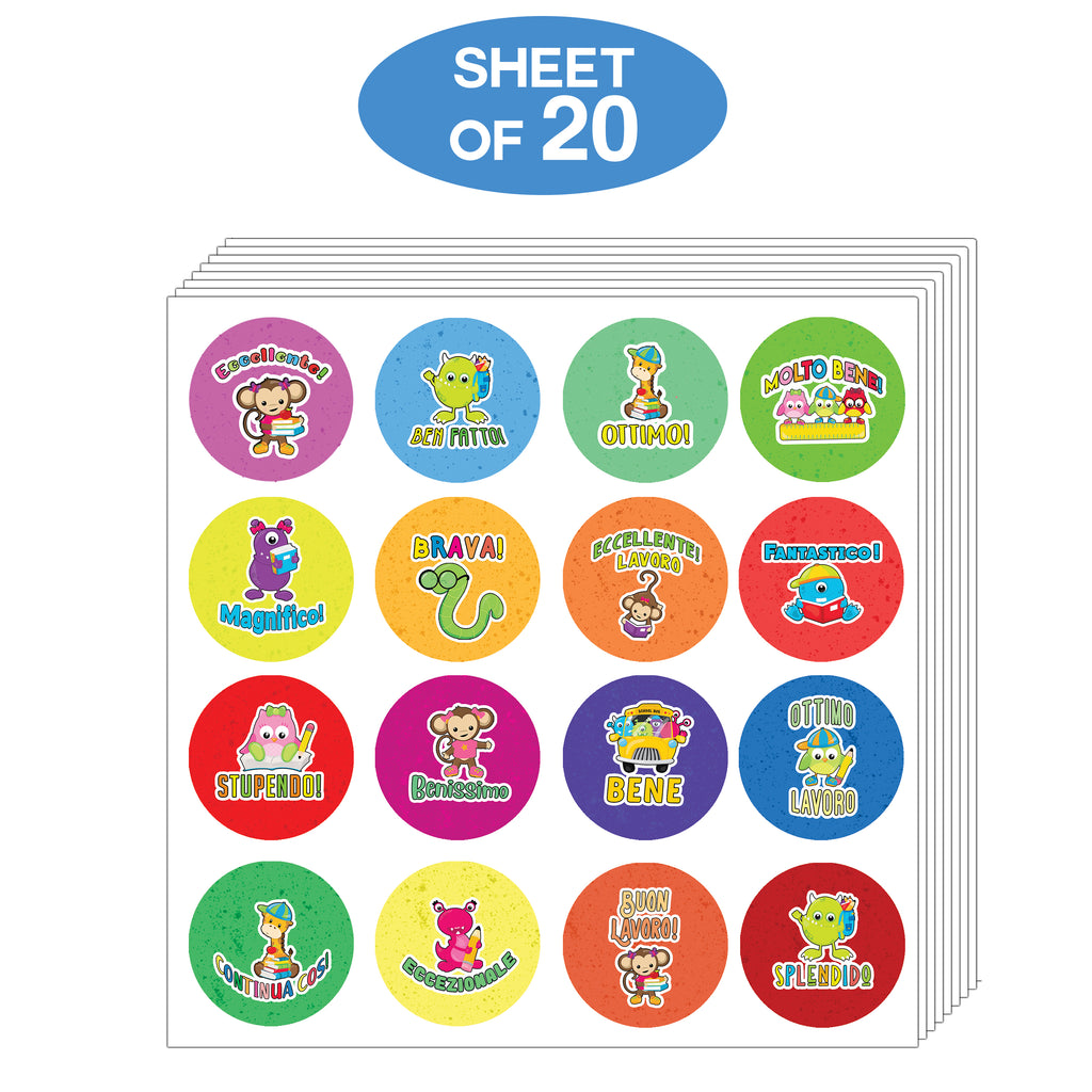 Creanoso Italian Stickers - Positive Rewards - Premium Quality for Spe