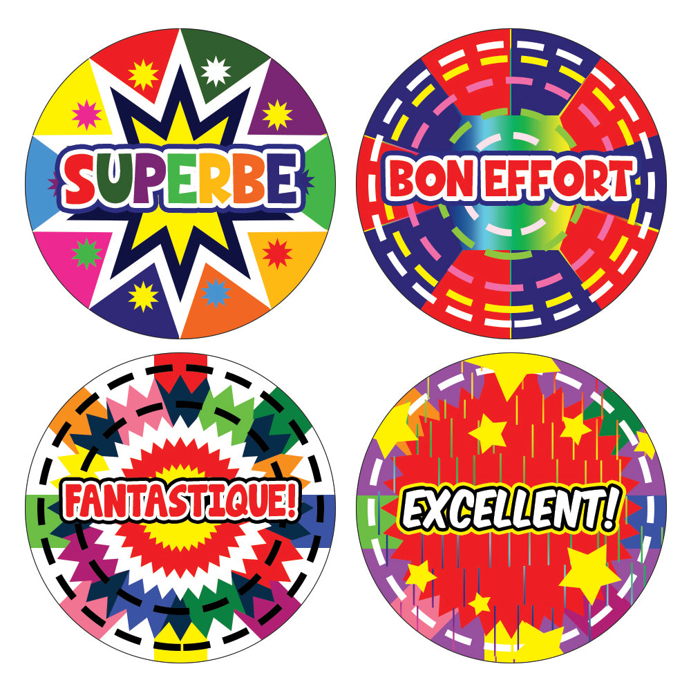 Creanoso French Praise Words Rewards Stickers for Kids Ã¢â‚¬â€œ Great