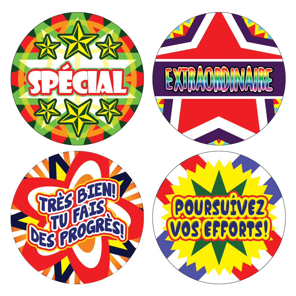 Creanoso French Praise Words Rewards Stickers for Kids Ã¢â‚¬â€œ Great