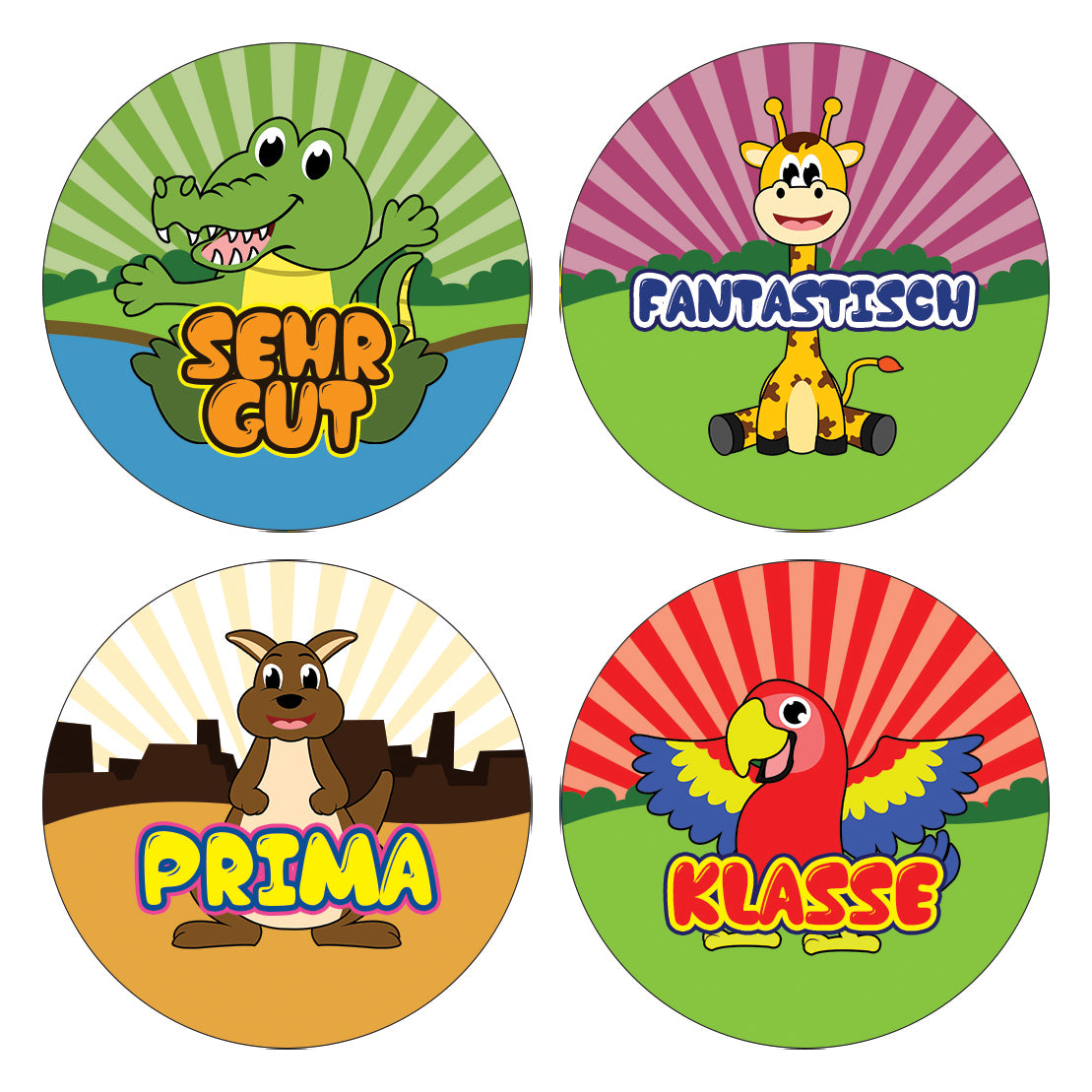 Creanoso Kids German Reward Praise Stickers - Animals Ã¢â‚¬â€œ Positiv