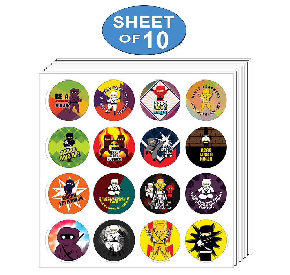 Ninja Funny Stickers (10-Sheet) - Assorted Designs for Children - Clas ...