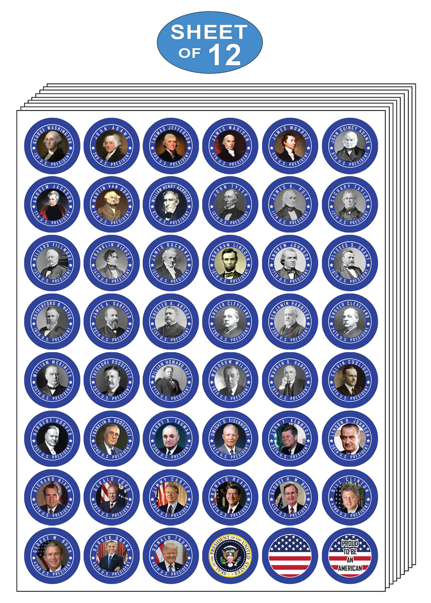 Presidents of The United States Stickers - Assorted Designs for Childr ...