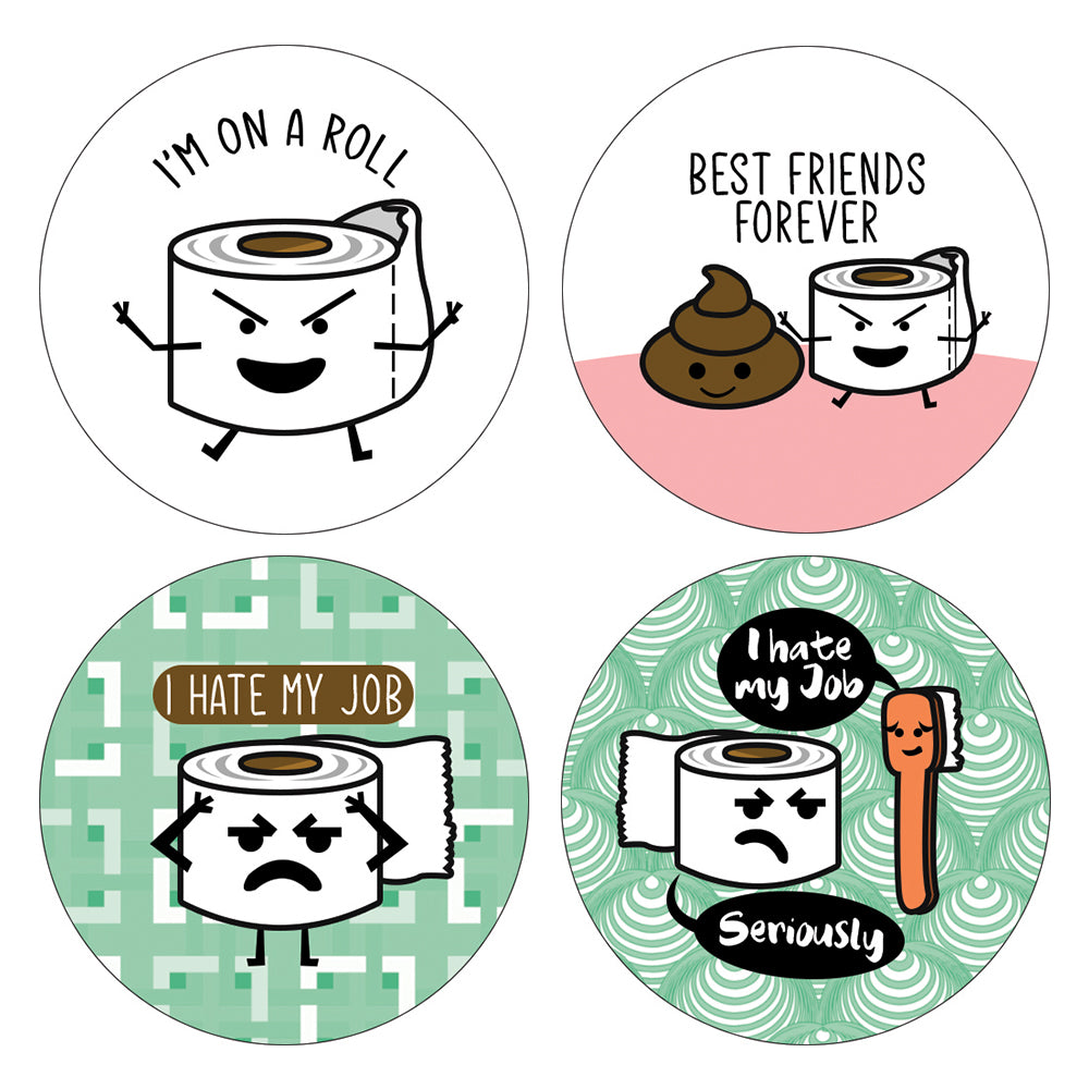 Funny Toilet Paper Illustration Stickers (20-Sheet) – Creanoso
