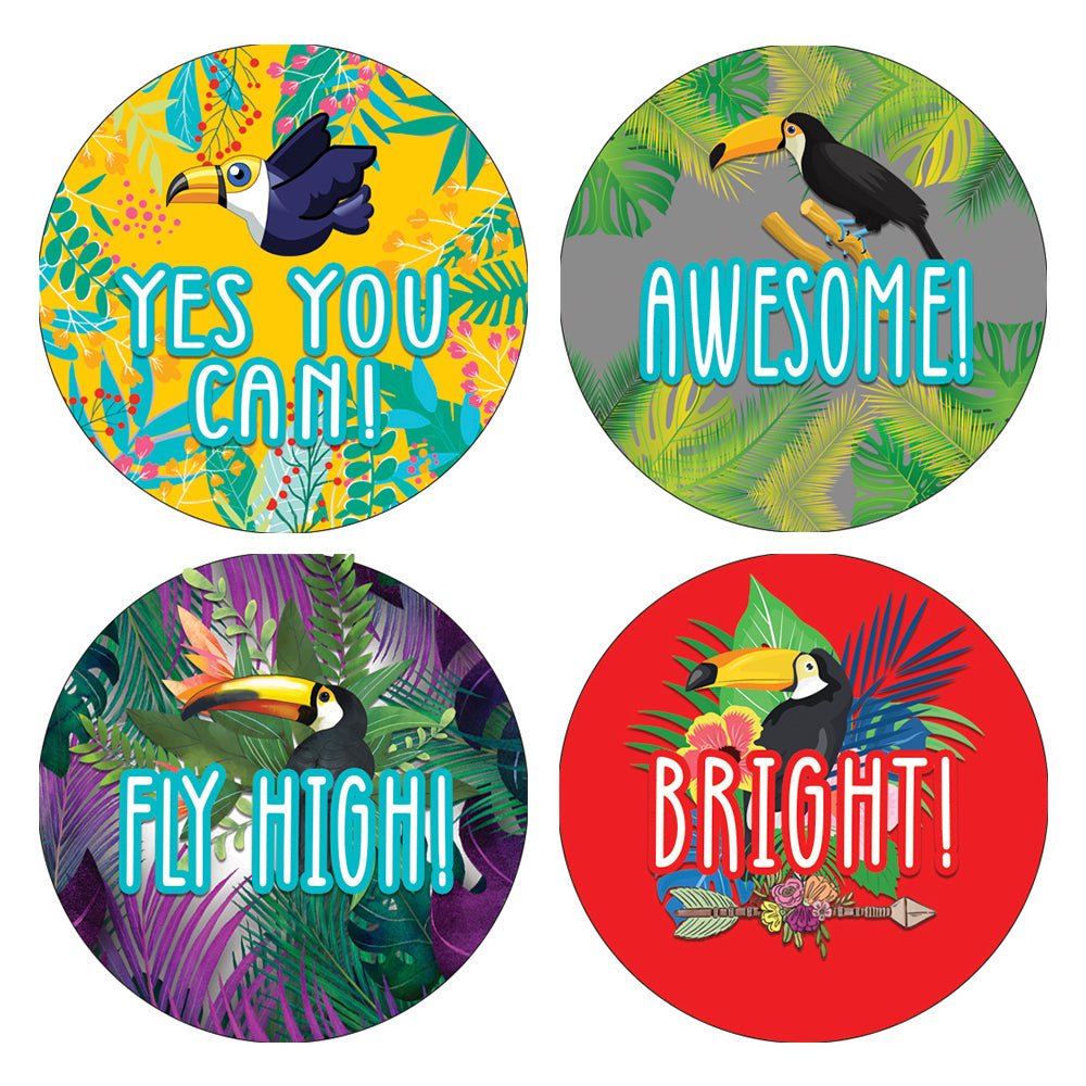 Toucan Motivational Sticker (Round Sticker) (Sheet of 20) - Premium Qu ...