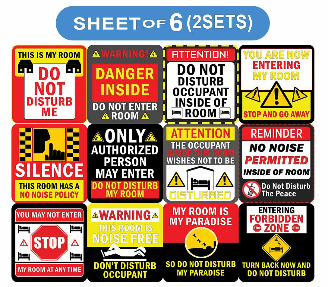 Creanoso Vinyl PVC My Room Do Not Disturb Stickers (6-Sheets) - Medium