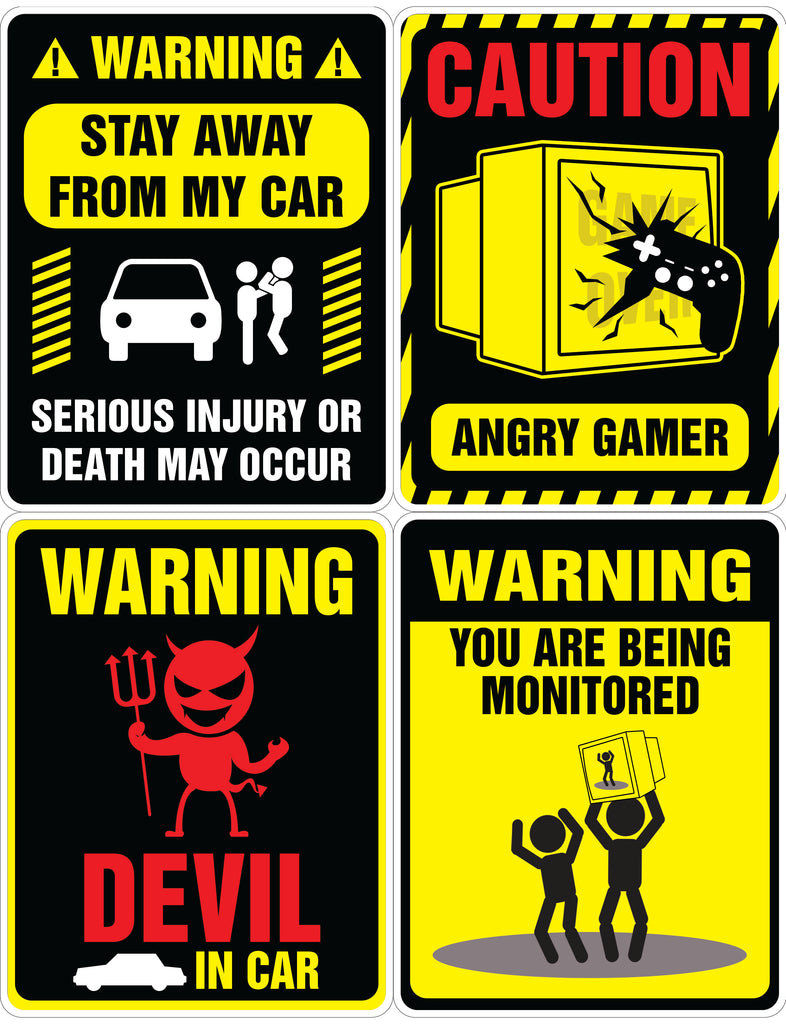 Funny warning signs Stickers - 12 Designs x 1 Set (48 pcs) – Creanoso