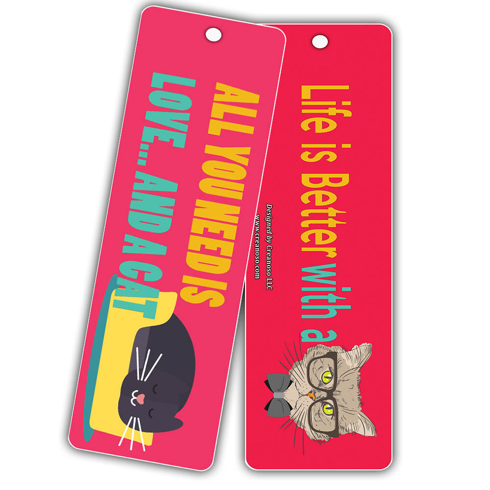 Creanoso Cat Bookmarks - Inspirational Sayings About Being A Cat Lover