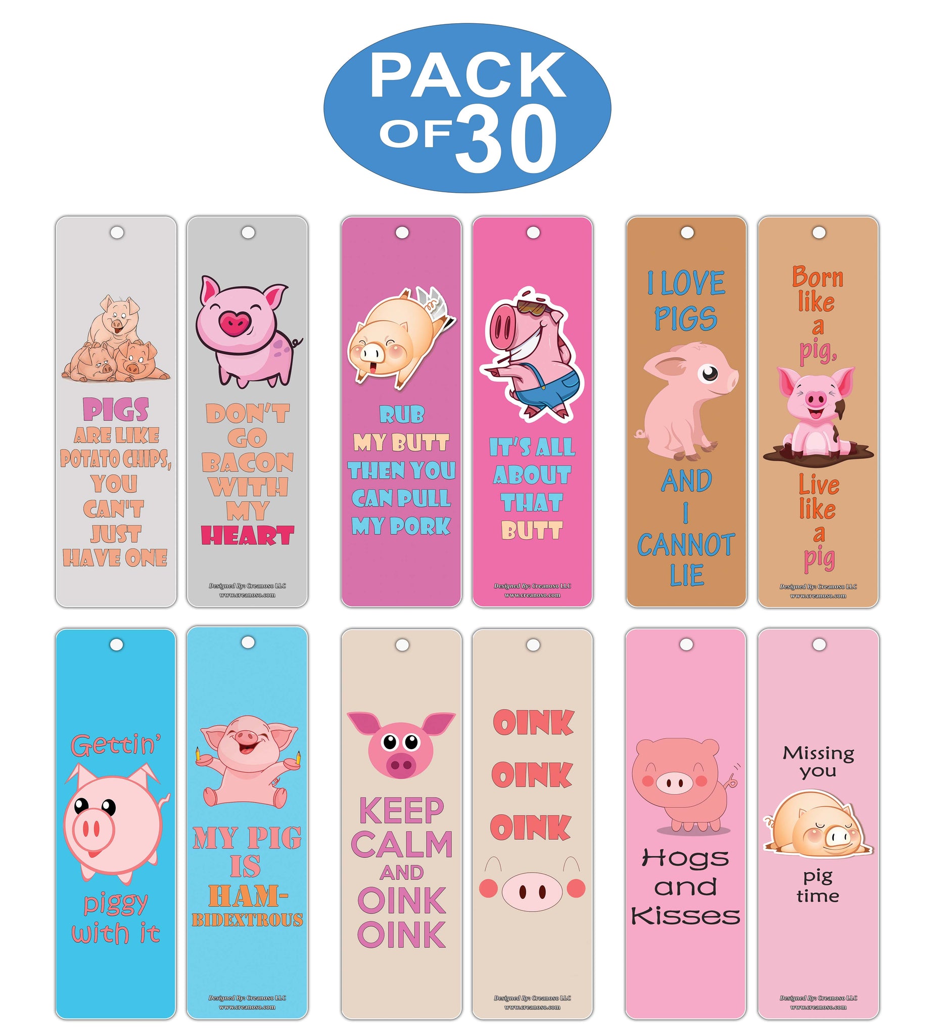 Creanoso Cute Pig Bookmarks - Premium Reading Gifts Token Cards for Yo