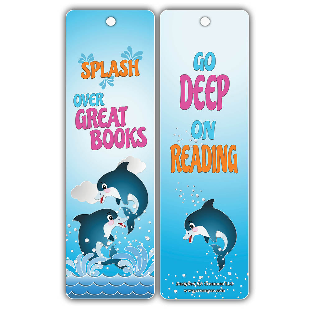 Creanoso Motivational Reading Dolphin Bookmarks for Kids ÃƒÂ¢Ã¢â€šÂ¬Ã¢