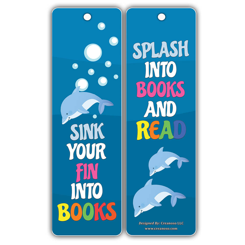 Creanoso Motivational Reading Dolphin Bookmarks for Kids ÃƒÂ¢Ã¢â€šÂ¬Ã¢