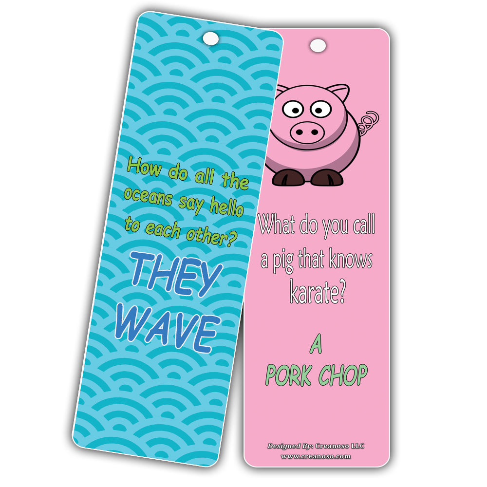 Creanoso Funny Jokes Kids Bookmarks Bulk Set Series 1 - Literary Gifts