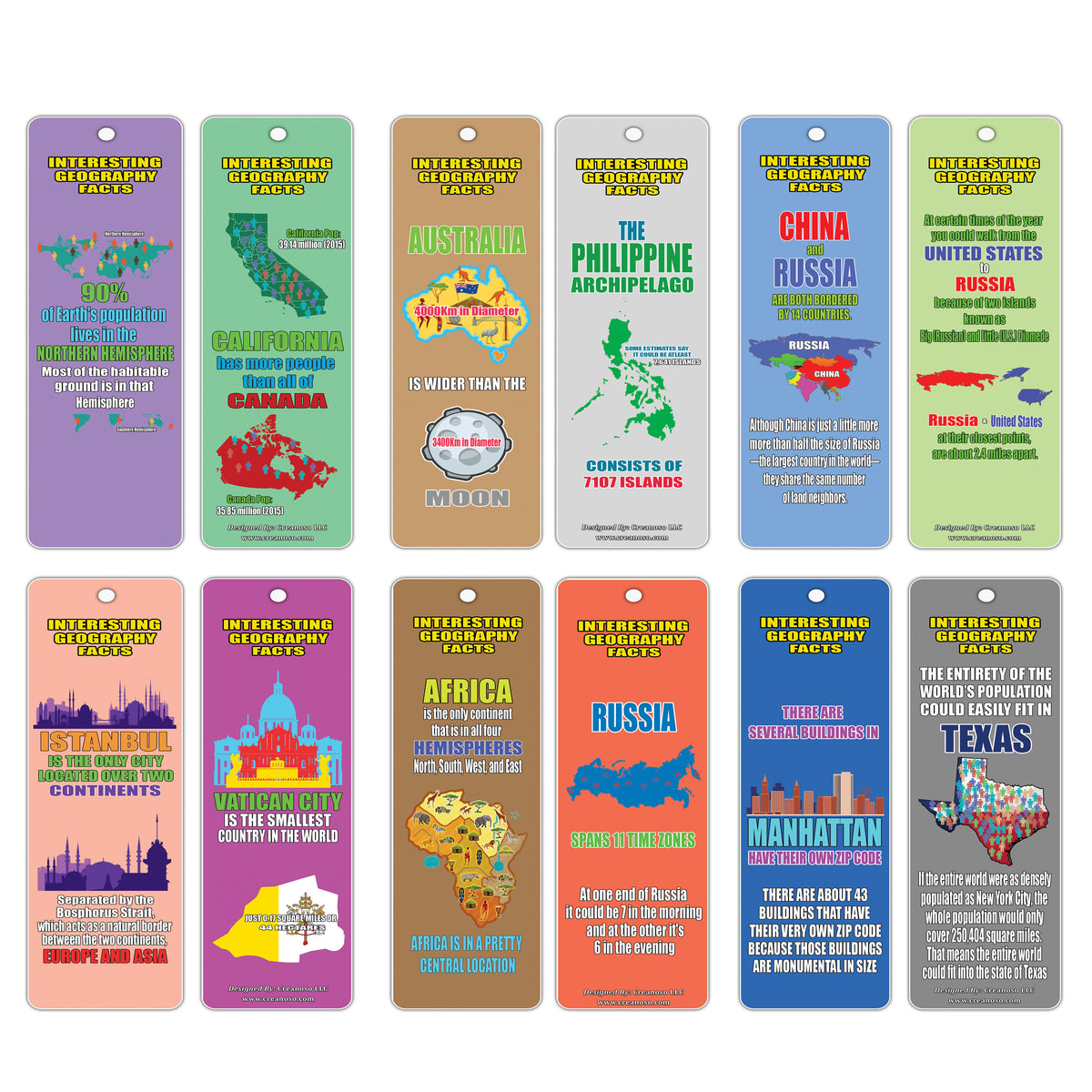Creanoso Earth and Geographical Facts Bookmarks ÃƒÂ¢Ã¢â€šÂ¬Ã¢â‚¬Å“ Ear
