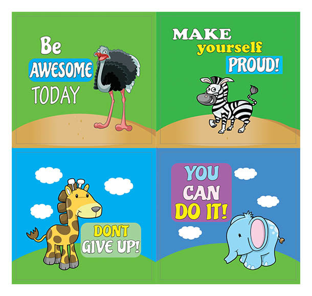Creanoso Safari Animals Motivational Stickers (10-Sheet) Ã¢â‚¬â€œ Asso