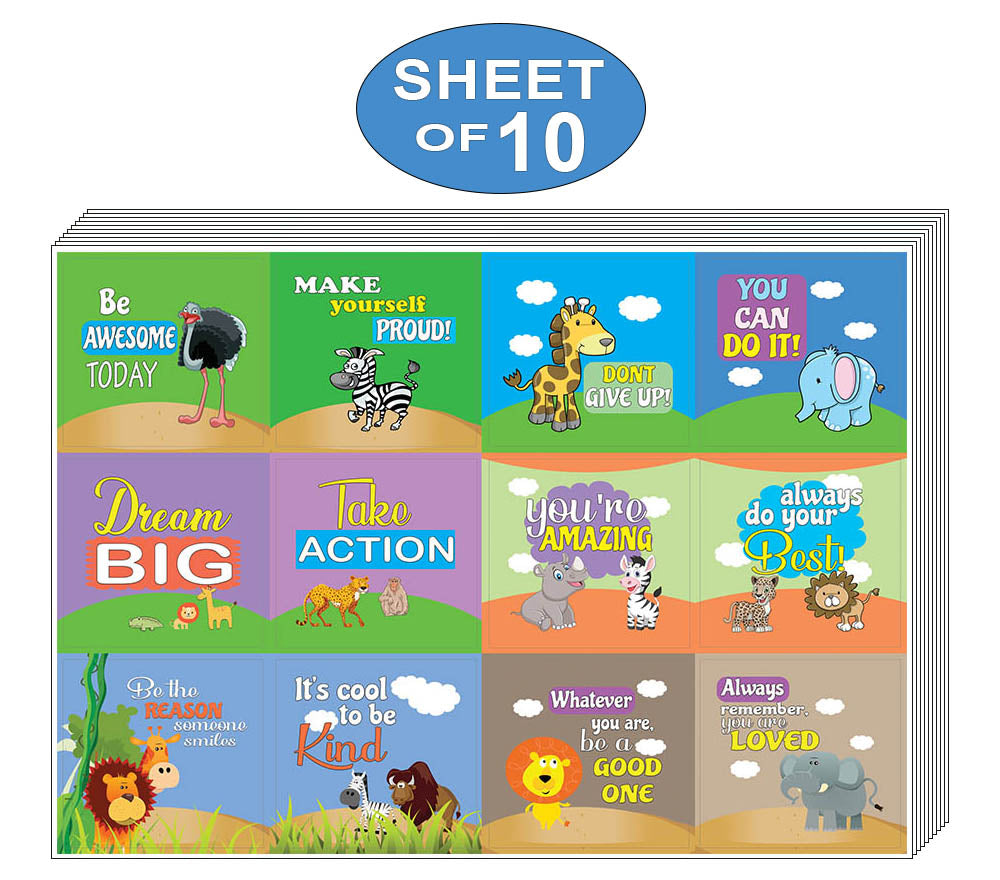 Creanoso Safari Animals Motivational Stickers (10-Sheet) Ã¢â‚¬â€œ Asso