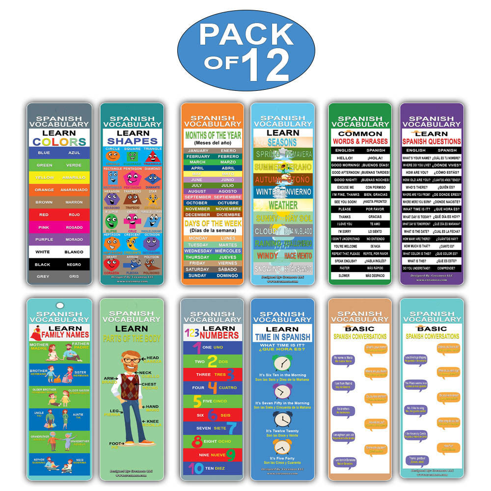 Creanoso Spanish Vocabulary Learning Bookmarks ÃƒÂ¢Ã¢â€šÂ¬Ã¢â‚¬Å“ Insp