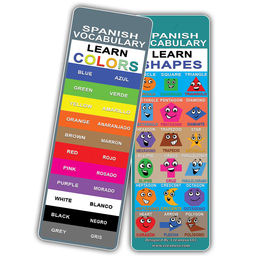 Creanoso Spanish Vocabulary Learning Bookmarks ÃƒÂ¢Ã¢â€šÂ¬Ã¢â‚¬Å“ Insp