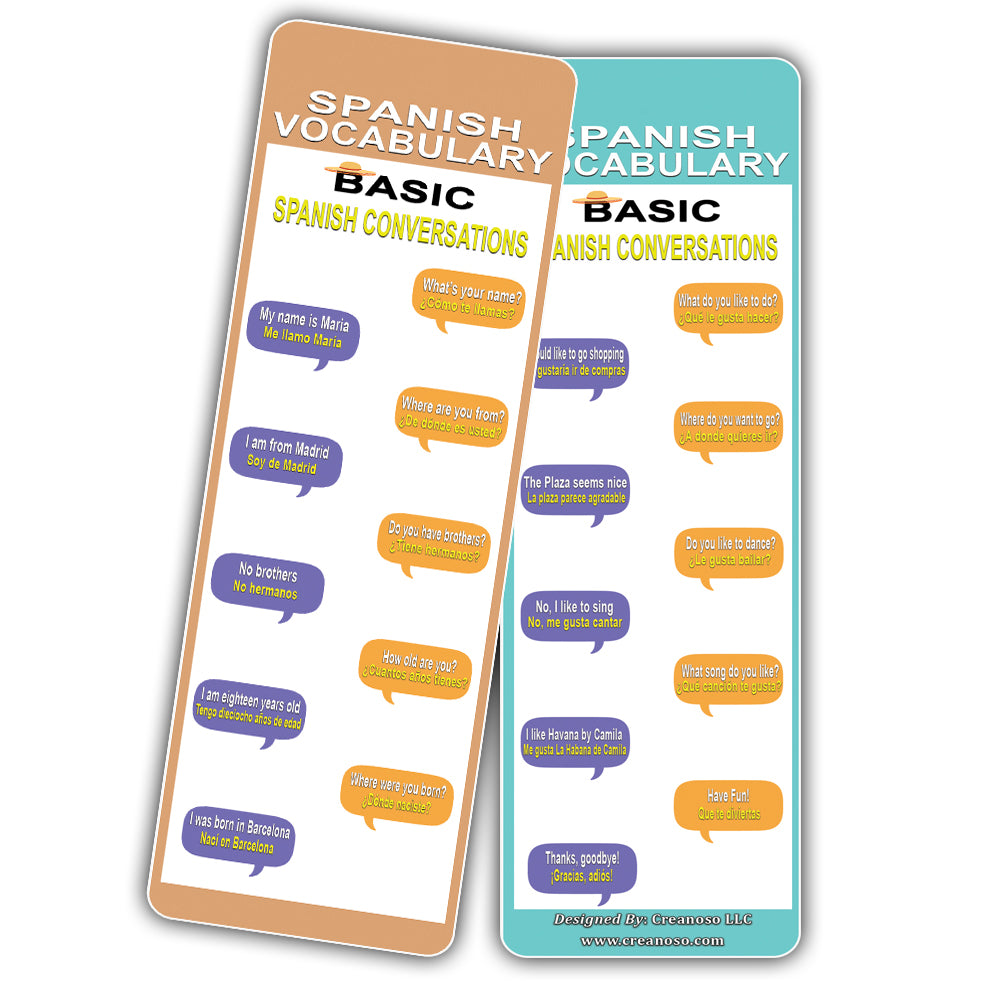 Creanoso Spanish Vocabulary Learning Bookmarks ÃƒÂ¢Ã¢â€šÂ¬Ã¢â‚¬Å“ Insp