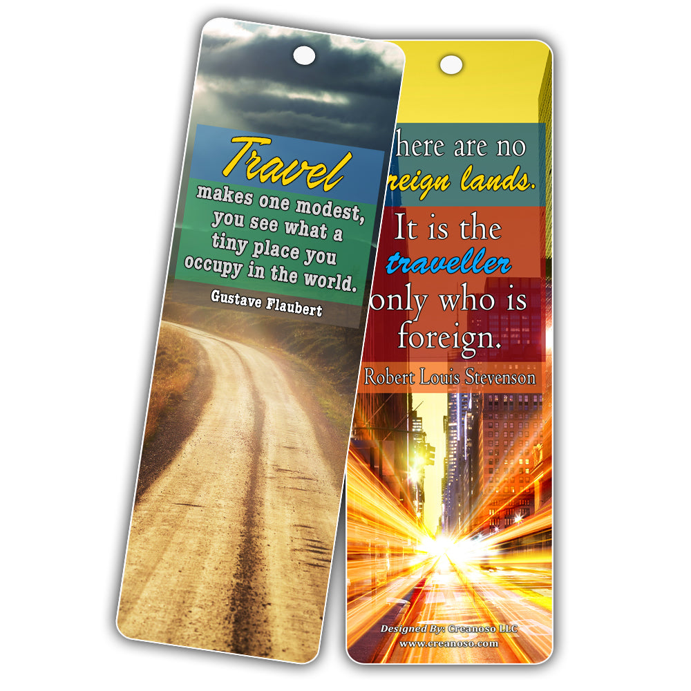 Creanoso Travelers Reading Travel Quotes Bookmarker Cards (60-Pack) Ãƒ