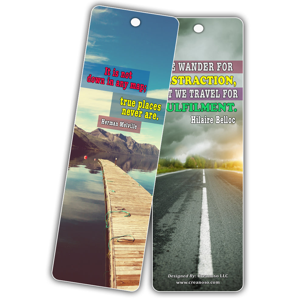 Creanoso Travelers Reading Travel Quotes Bookmarker Cards (60-Pack) Ãƒ
