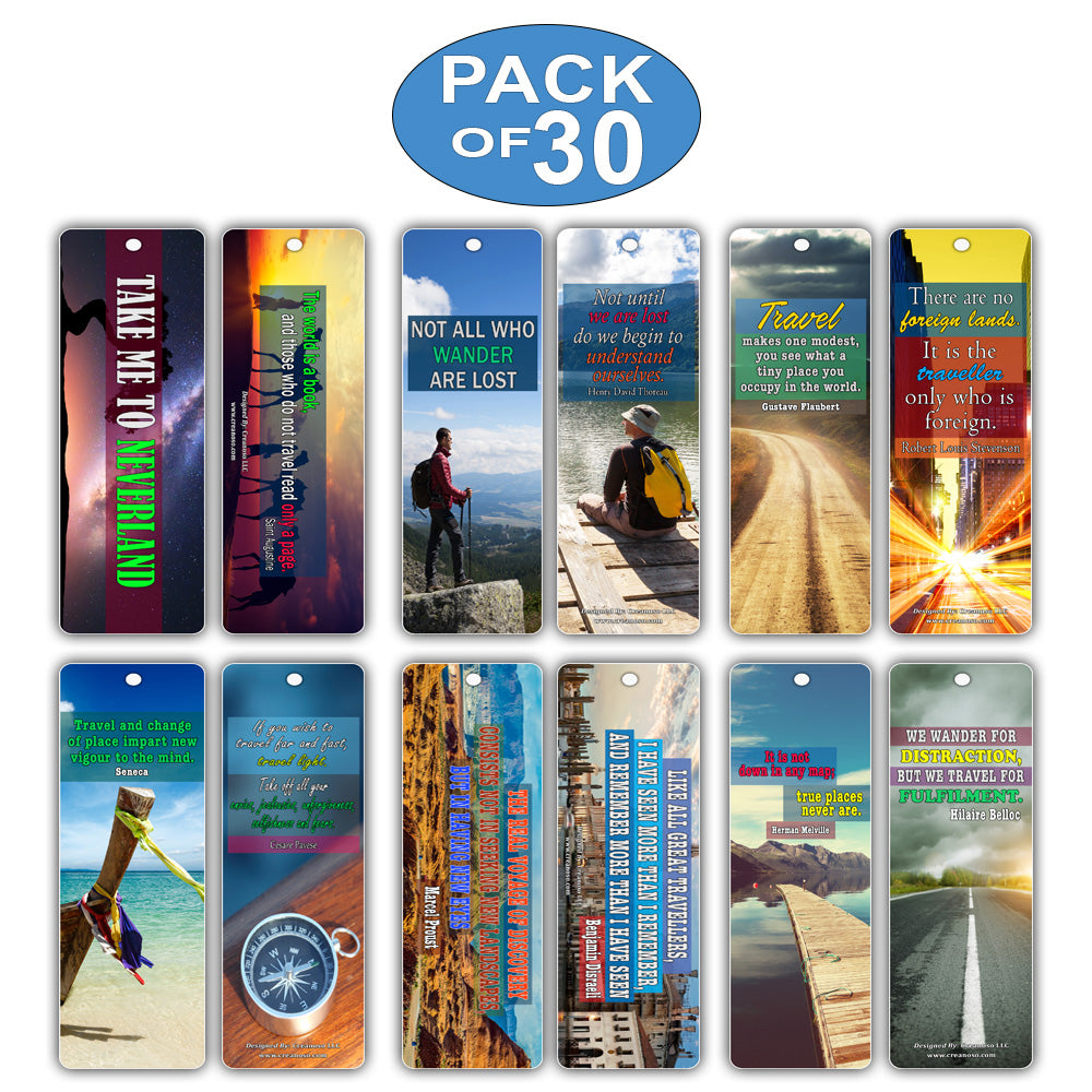 Creanoso Inspiring Travelling Quotes Travel Bookmarks (30-Pack) ÃƒÂ¢Ã¢